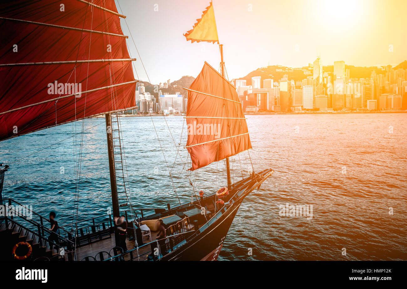 hong kong harbour view with sunlight Stock Photo - Alamy