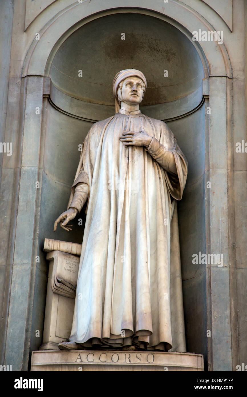 Statue of Accorso in Piazza degli Uffizi in Florence Italy Stock Photo ...