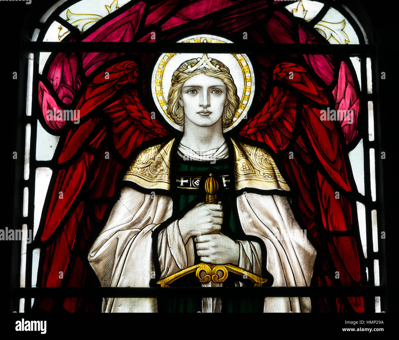 Justice stained glass, St. Michael`s Church, Claverdon, Warwickshire ...