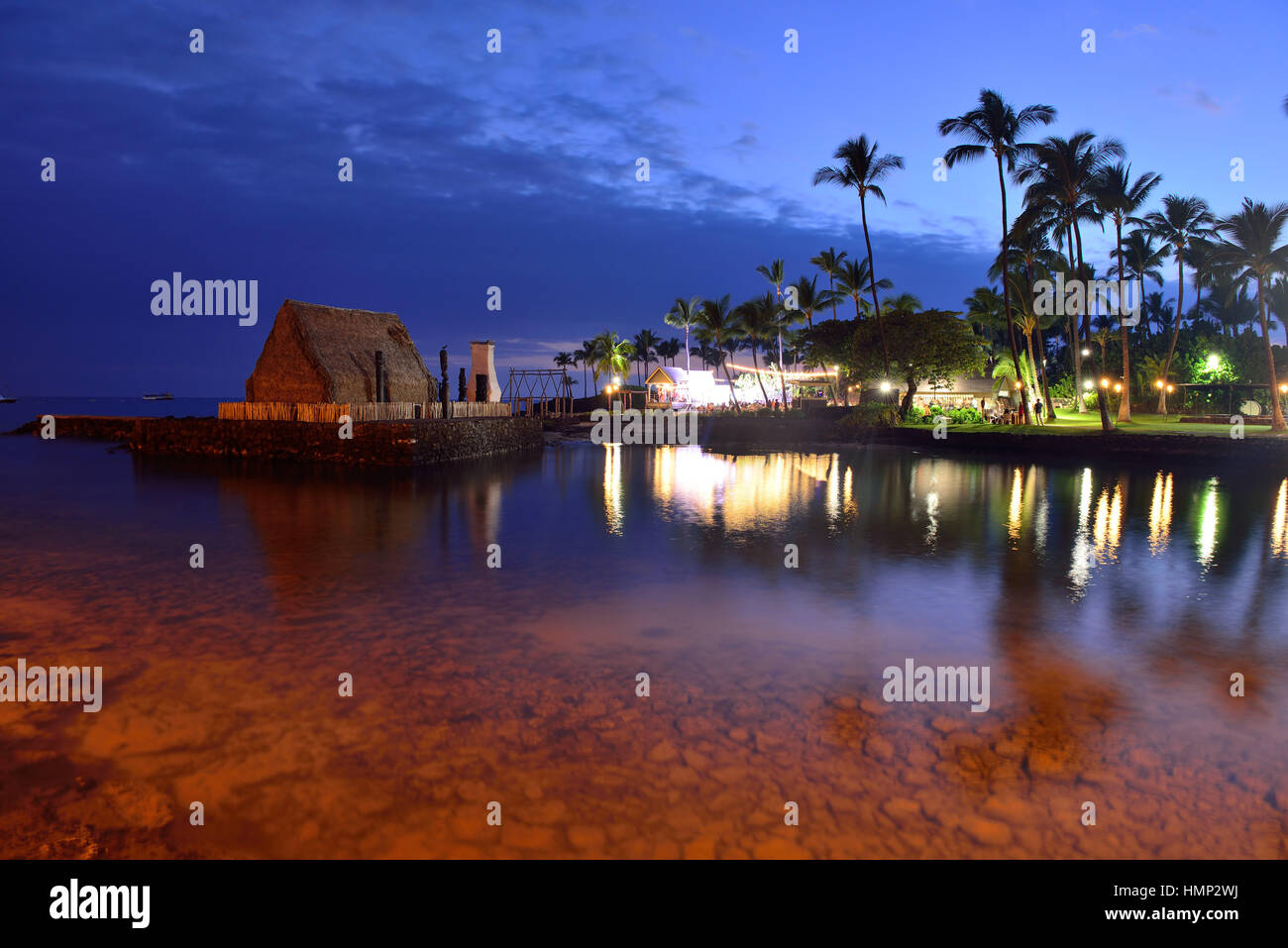 beach party Luau on Big Island Hawaii after sunset Stock Photo - Alamy