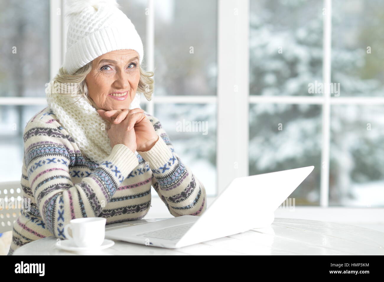 senior woman using laptop Stock Photo - Alamy