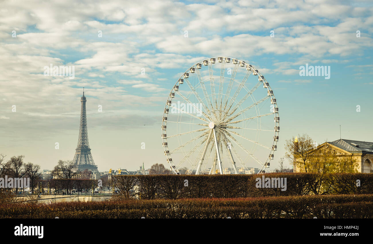 The ferris wheel and the Eiffel Tower in Paris, France Stock Photo - Alamy The ferris wheel and the Eiffel Tower in Paris, France Stock Photo - Alamy