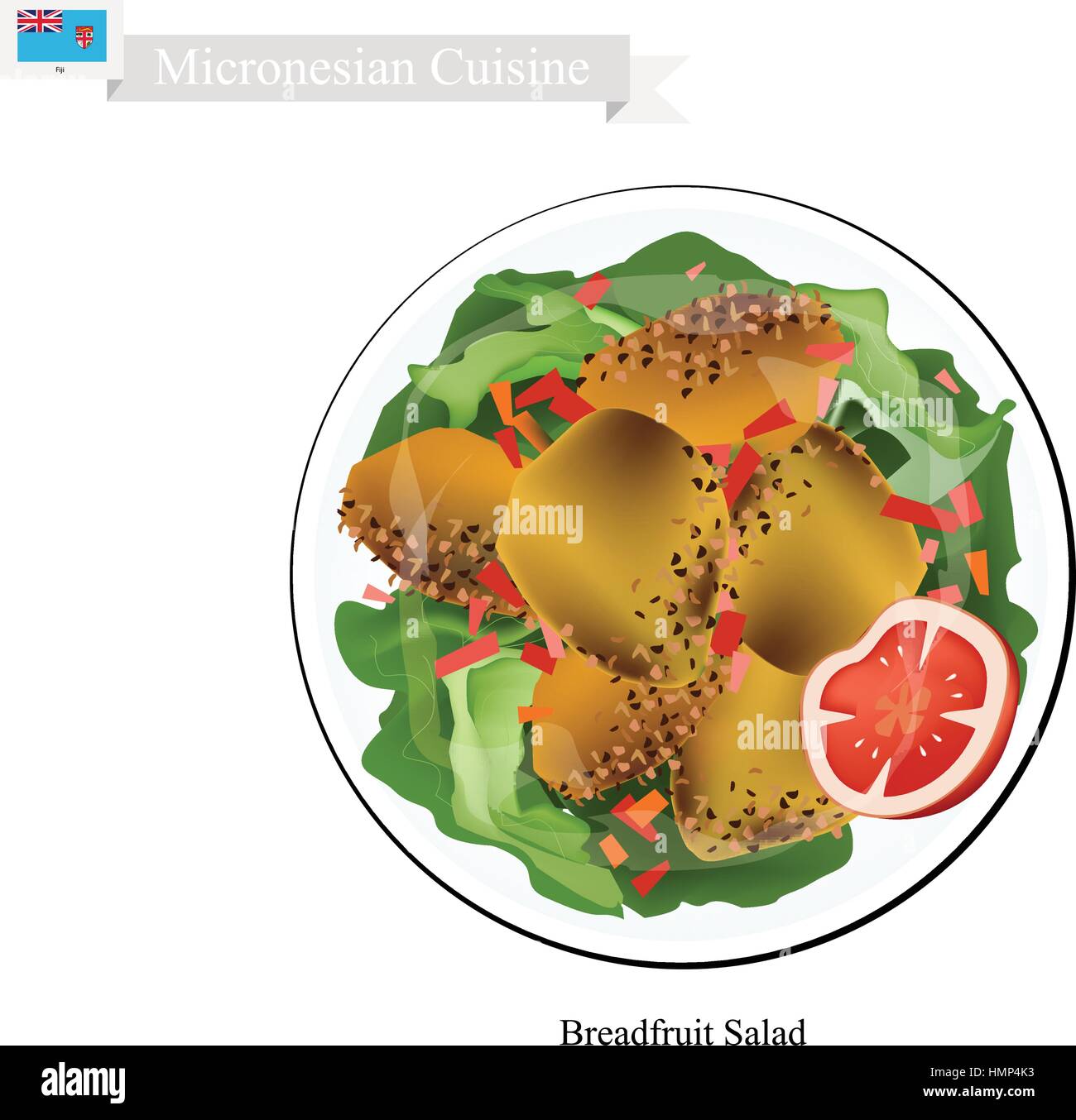 Micronesian Cuisine, Illustration of Breadfruit Salad Similar to ...
