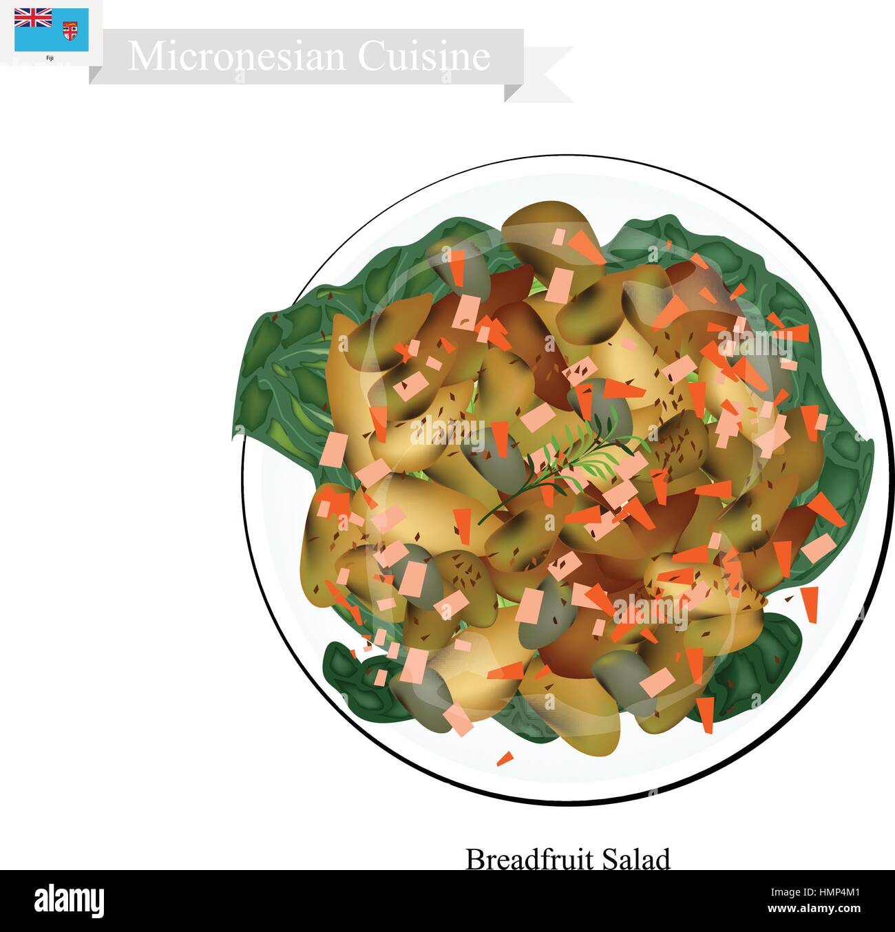 Micronesian Cuisine, Illustration of Breadfruit Salad Similar to ...