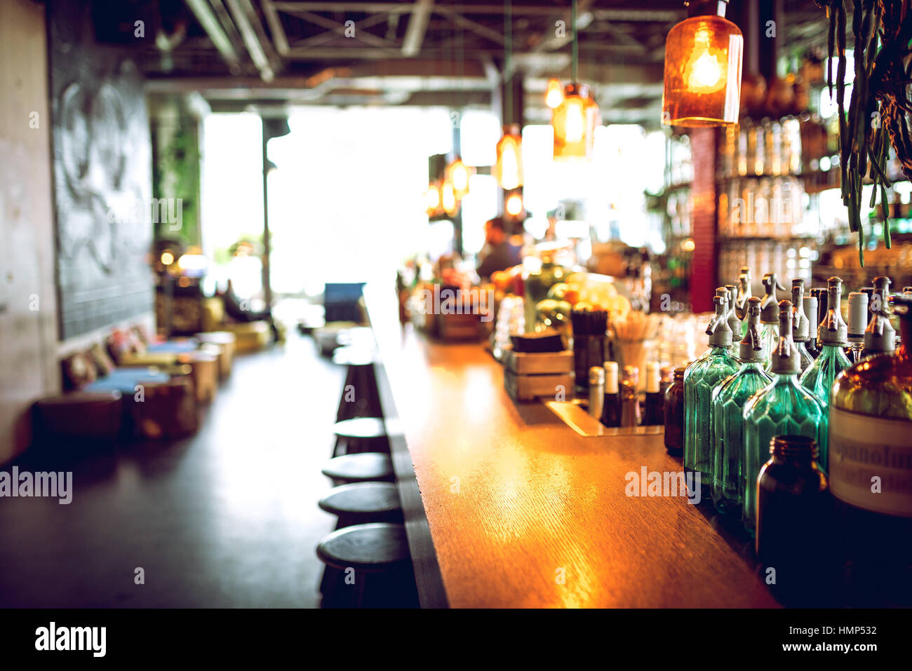 Berlin, Germany - January 23, 2017: Popular rooftop Monkey bar interior ...