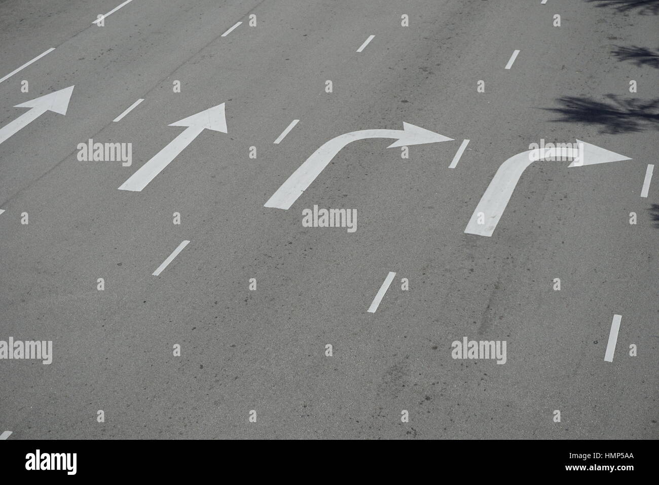 road lanes with arrows showing different directions Stock Photo - Alamy