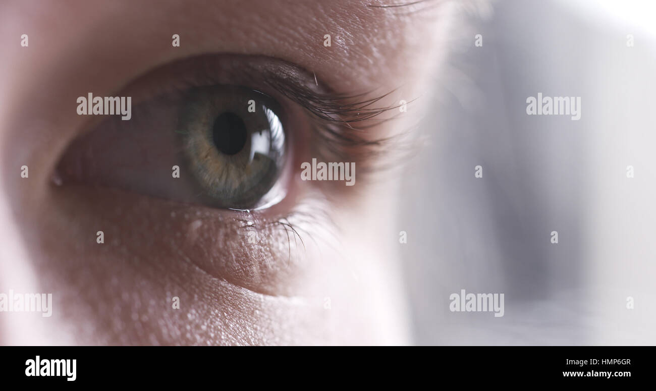 Closeup of teenage girl eye without makeup looking straight Stock Photo ...