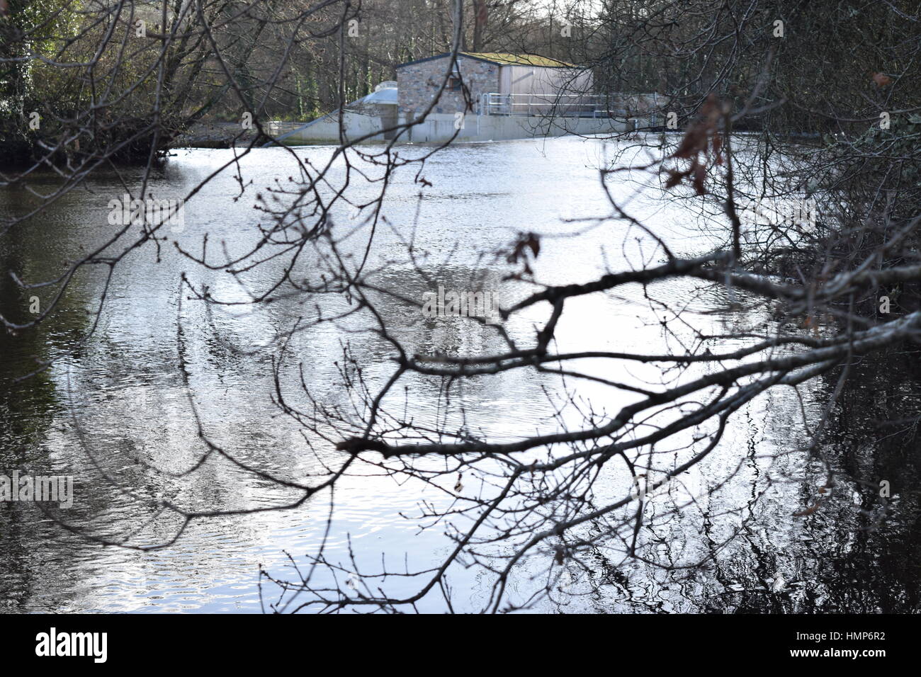 Clear blue river in the countryside Stock Photo - Alamy