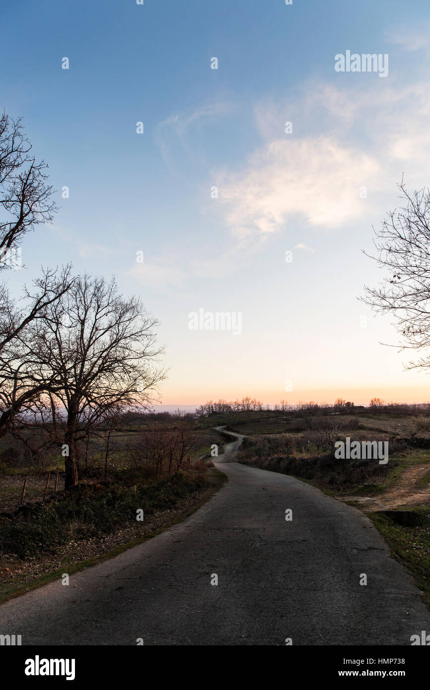 Sunset over La Vera contryside, Viandar de la Vera Stock Photo - Alamy