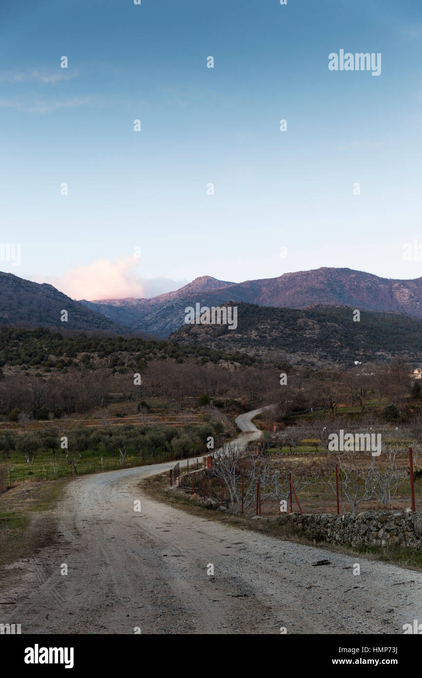 Sunset over La Vera contryside, Viandar de la Vera Stock Photo - Alamy