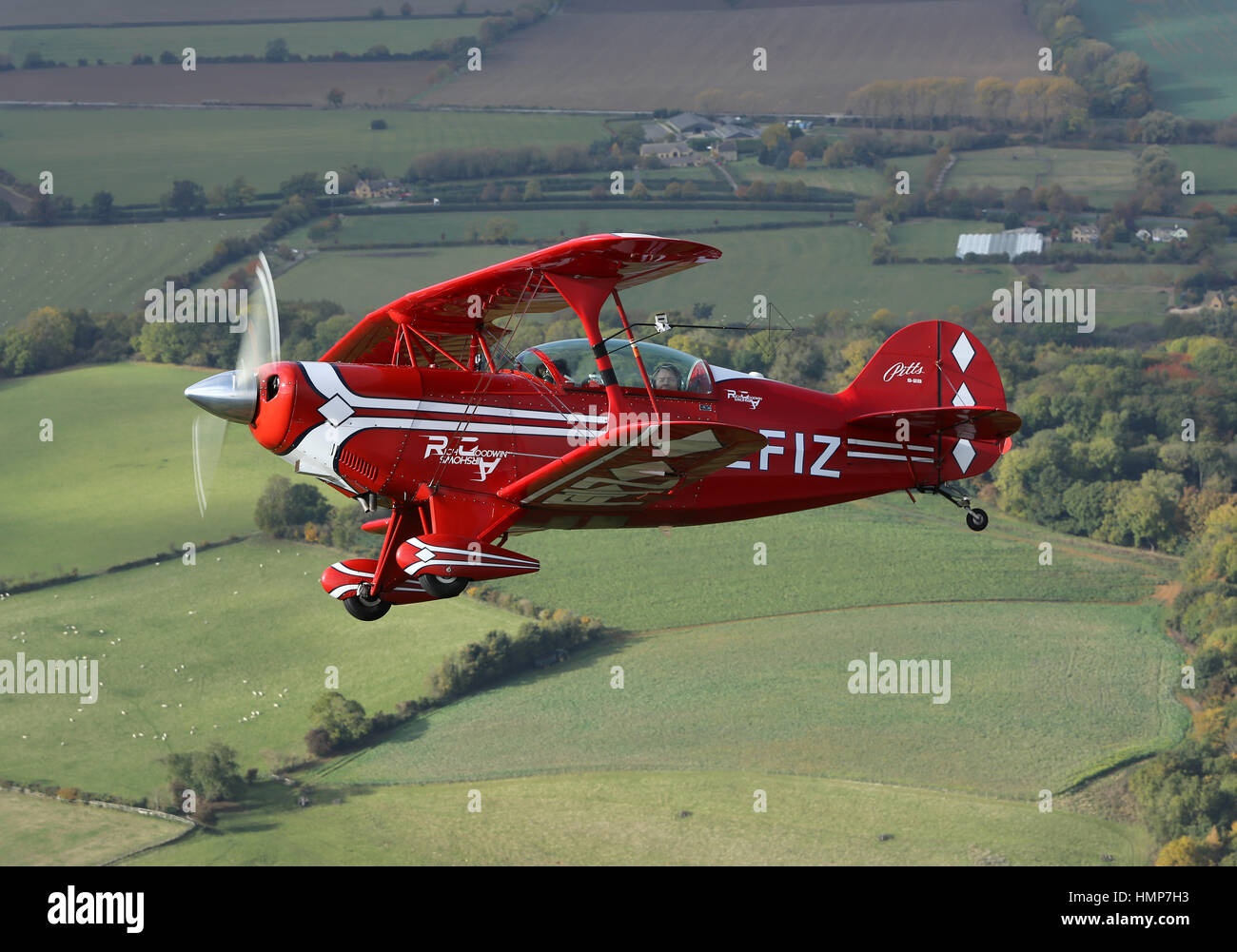 The Rich Goodwin Pitts Special being flown over the Worcestershire ...