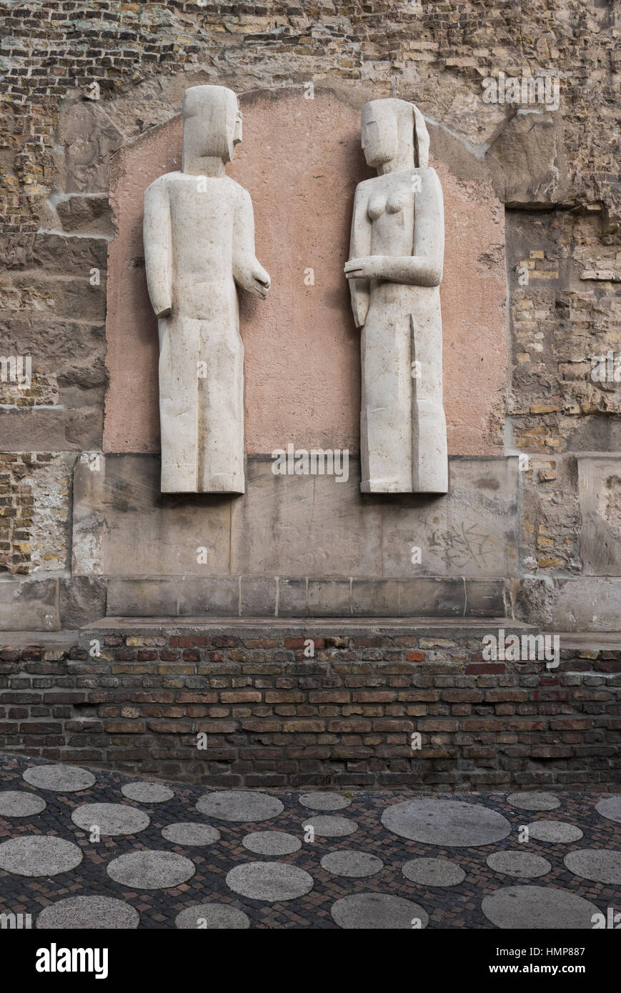 Sculptures on the outside wall of the Kaiser Wilhelm Memorial Church ...