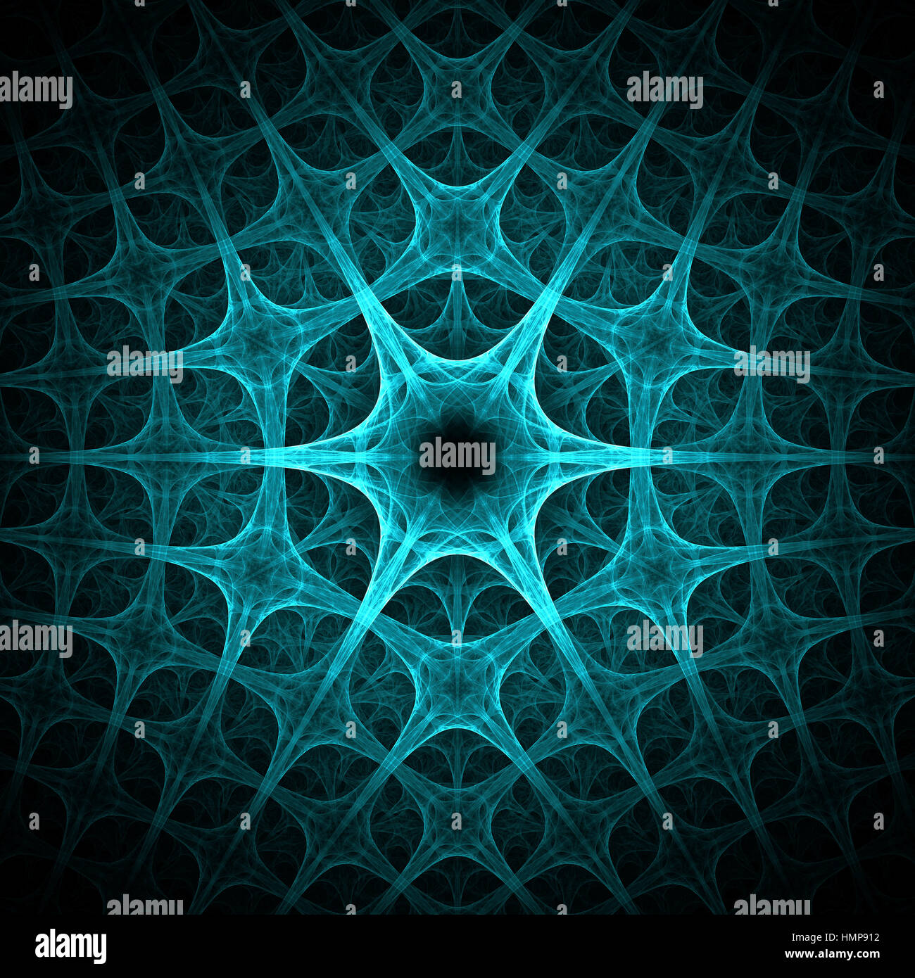 Blue / cyan ice flower design. Abstract background. Isolated on black ...