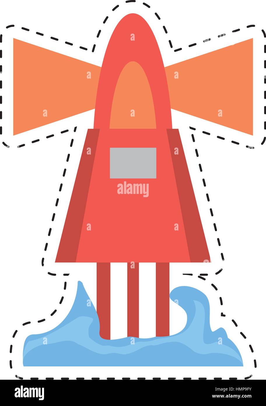 red marker buoy ocean light navigation cut line vector illustration eps ...