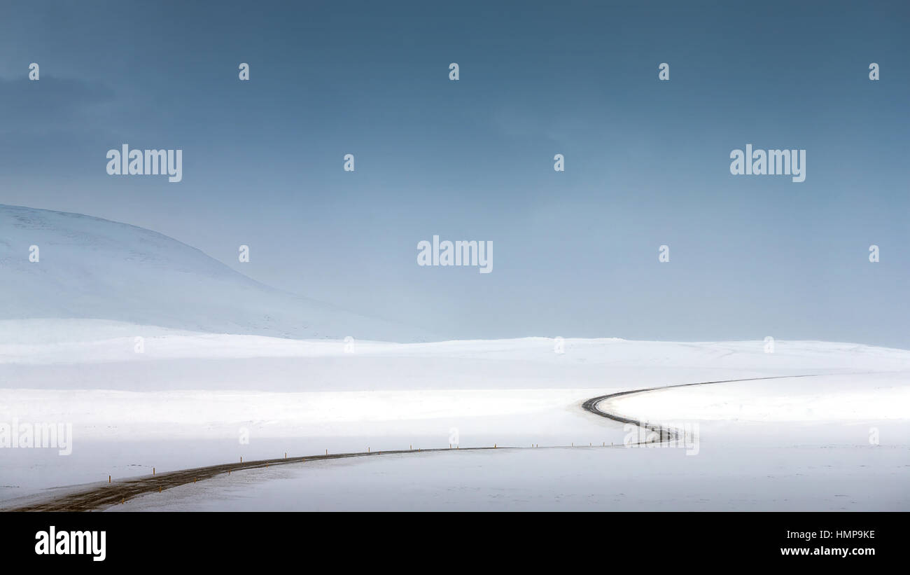 Beautiful snowy landscape, amazing panoramic view of a valley covered ...