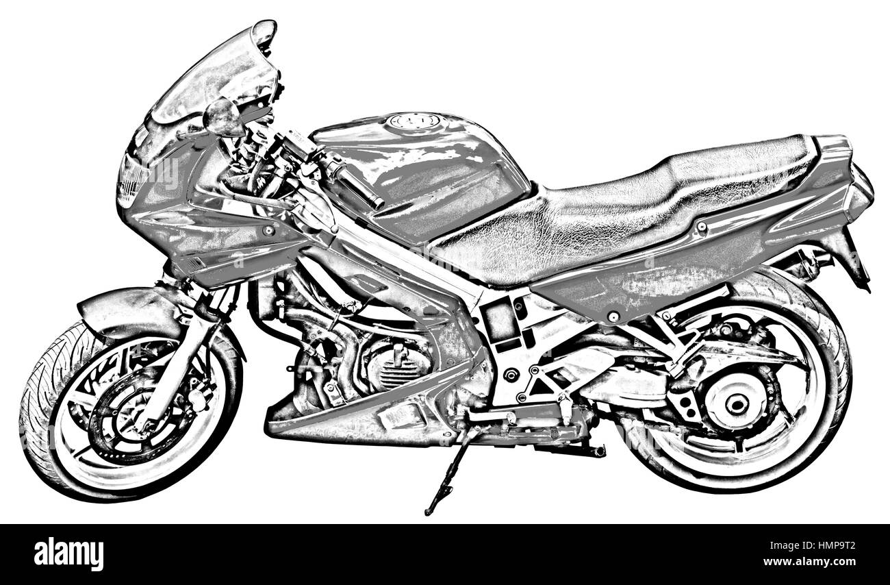 Motorcycle drawing on white Stock Photo - Alamy