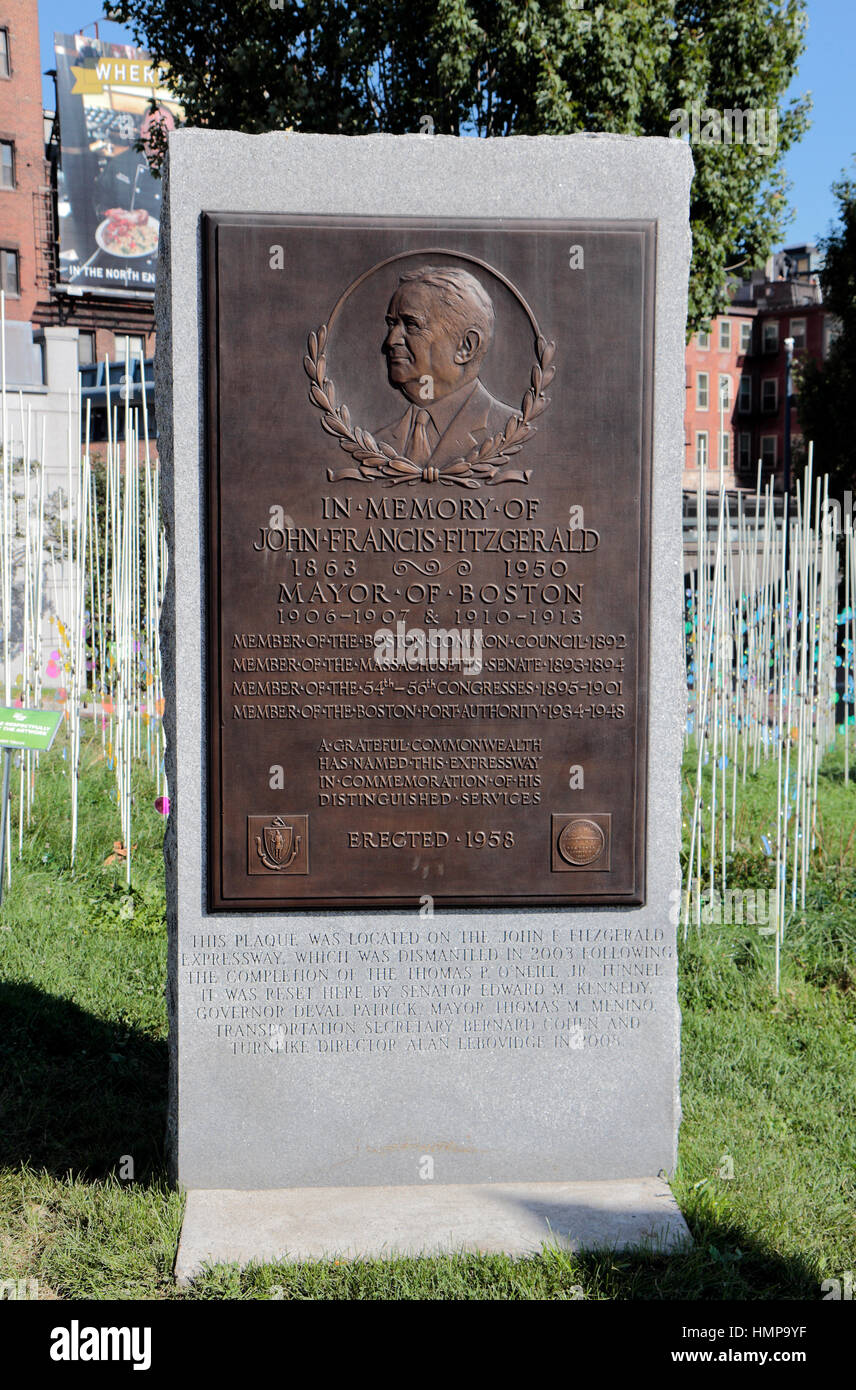 Memorial plaque to John Francis Fitzgerald in Boston, Massachusetts ...