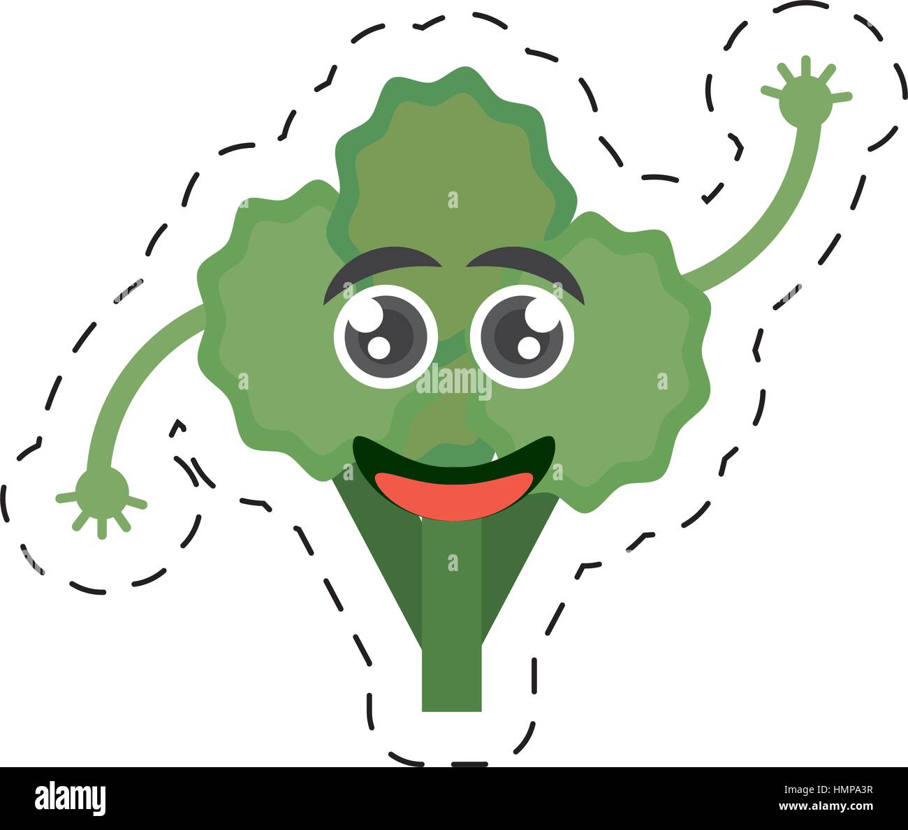 cartoon green broccoli fun smile cut line Stock Vector Image & Art - Alamy