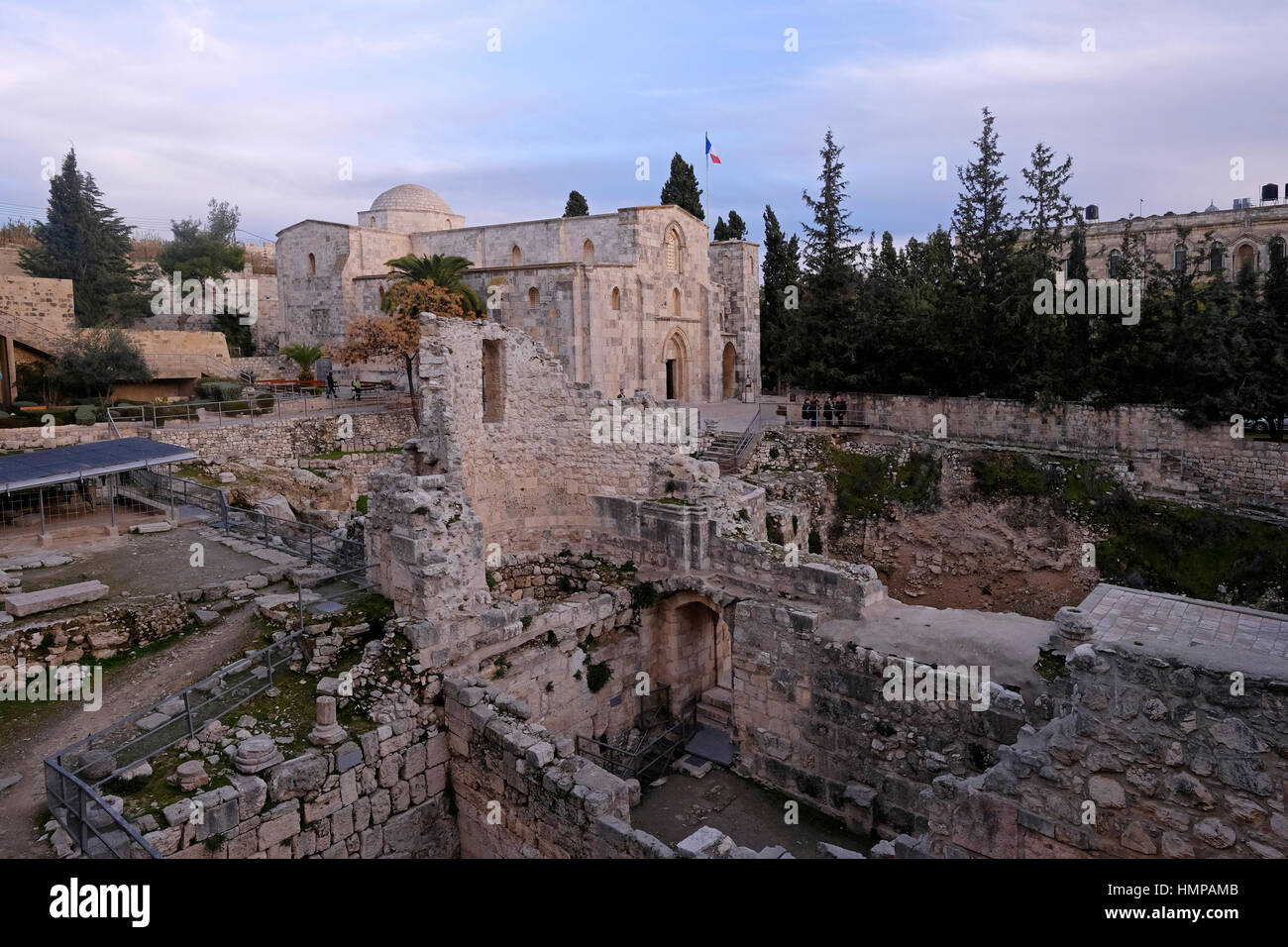 The ruins of a Byzantine Church, adjacent to the site of the Pool of ...