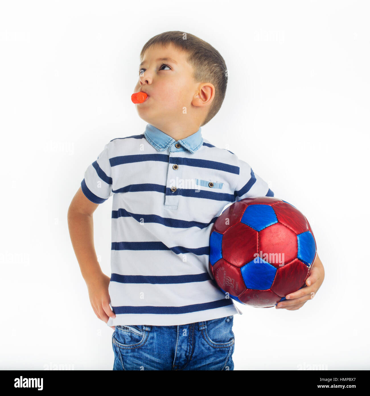 little boy footballer isolated Stock Photo - Alamy