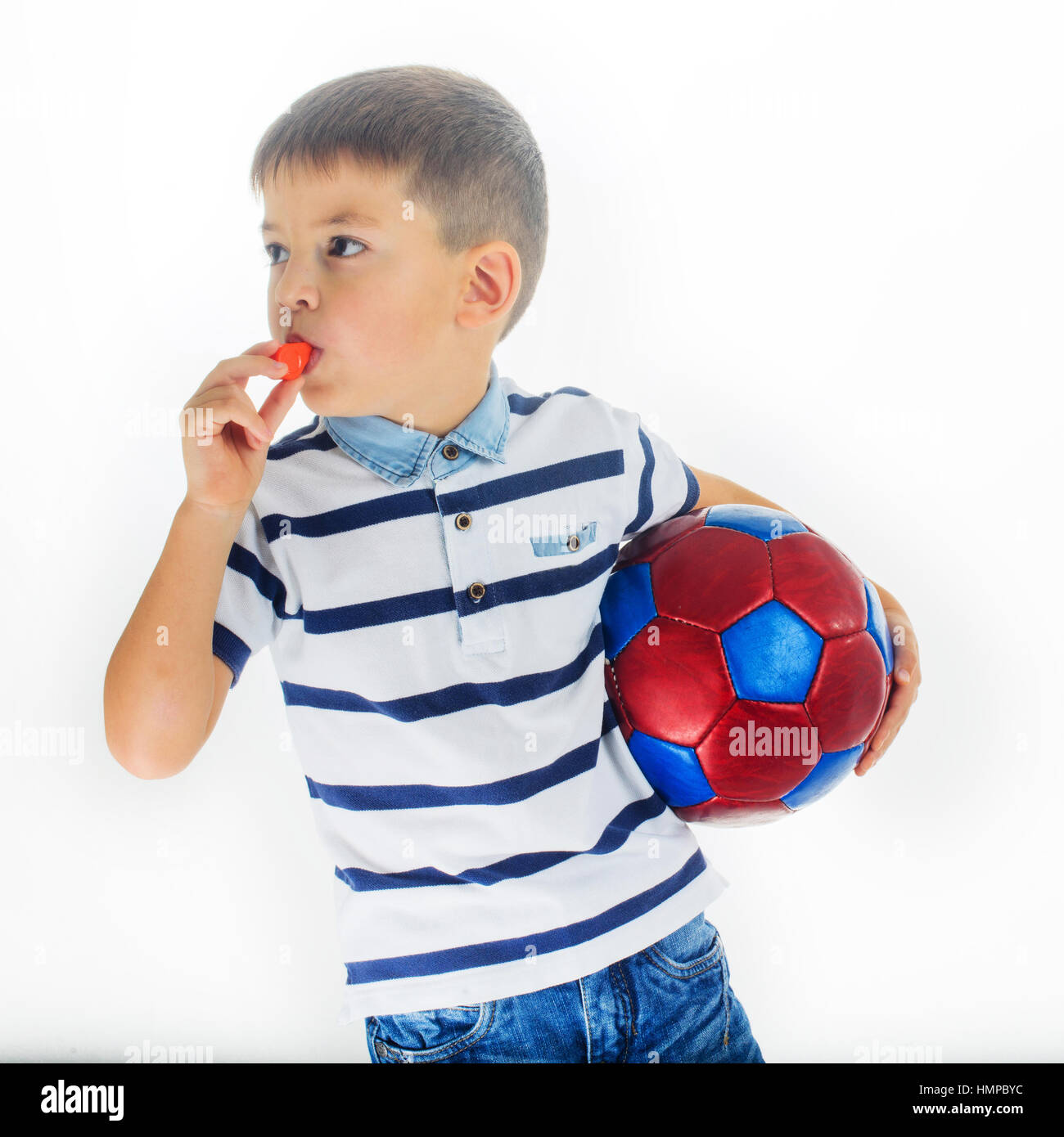 little boy footballer isolated Stock Photo - Alamy