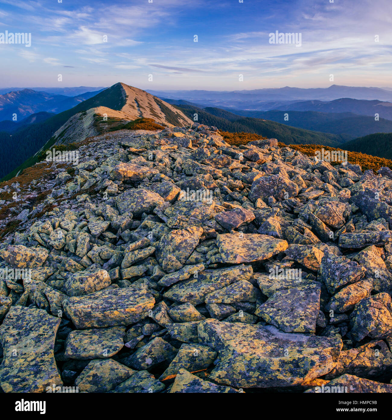 Fantastic sunset in the mountains of Ukraine Stock Photo - Alamy