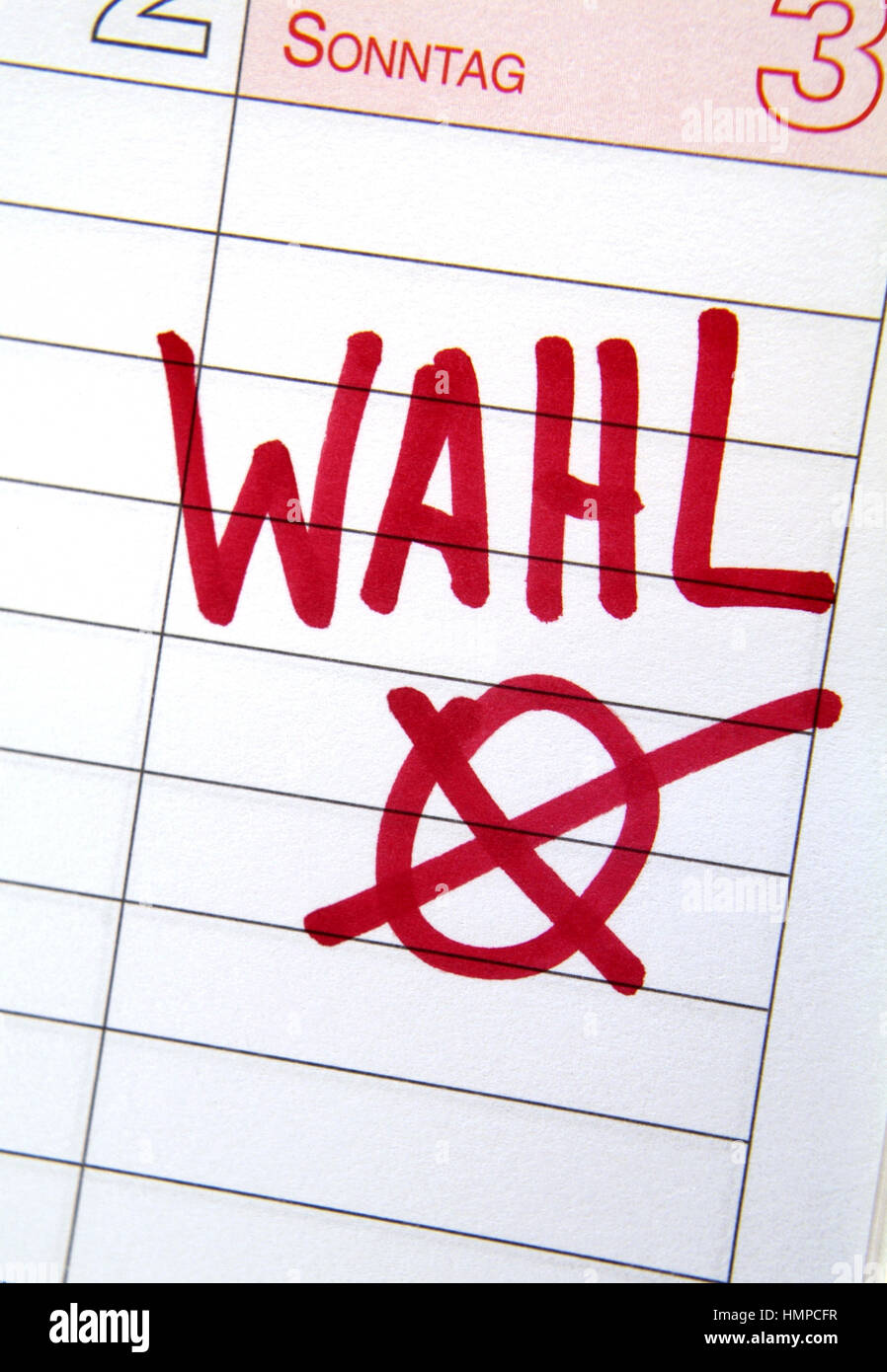 Polling day, notice on calendar Stock Photo - Alamy