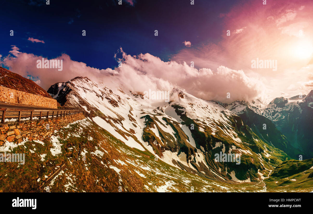 Fantastic landscape almost snow-capped mountains Stock Photo - Alamy