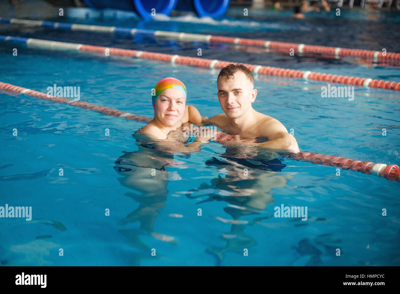 man and woman in the pool Stock Photo - Alamy