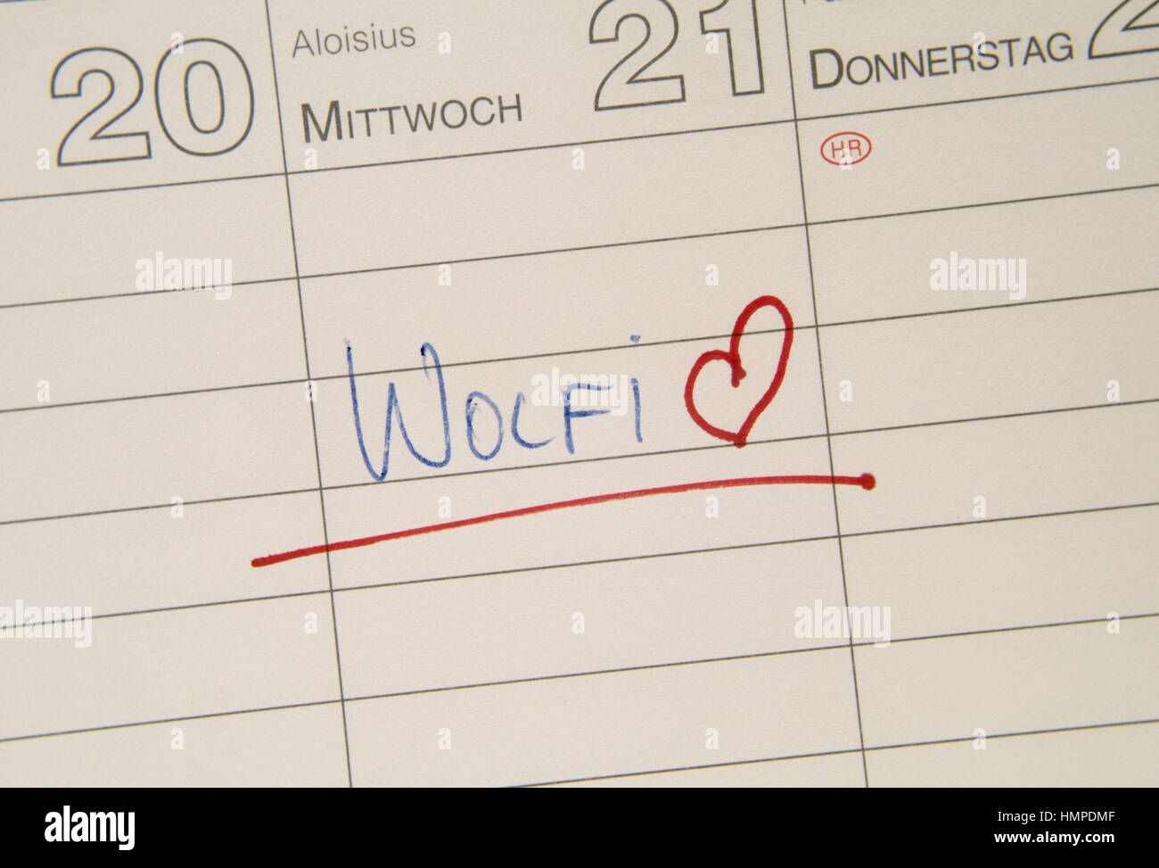 Notice for a date in calendar Stock Photo - Alamy