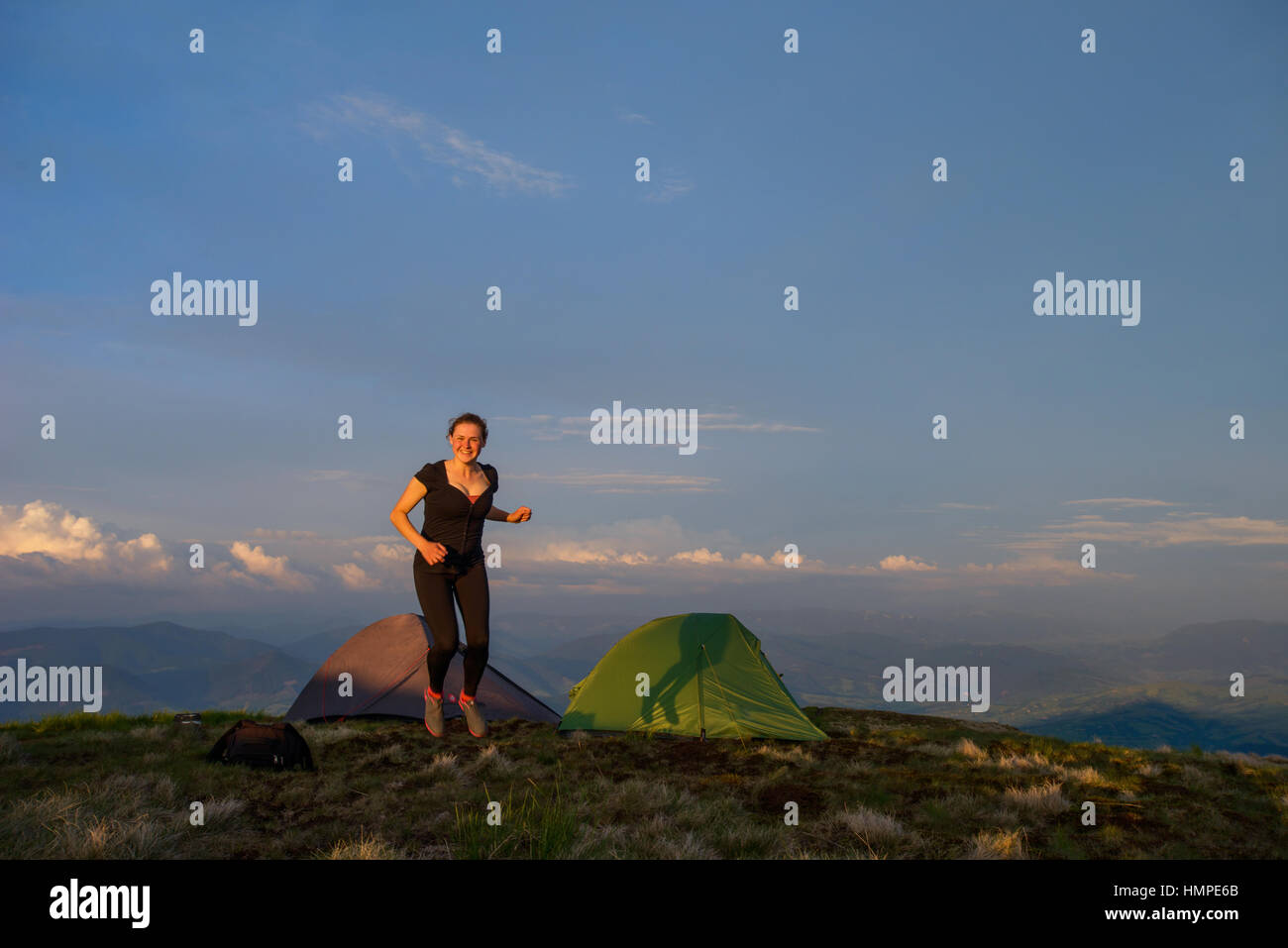 Woman camp shelter hi-res stock photography and images - Alamy