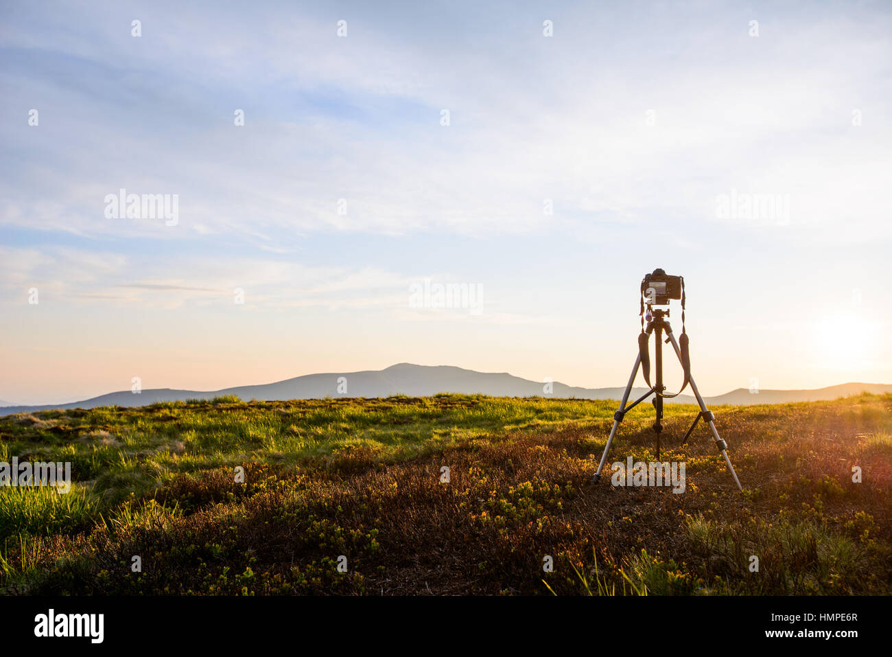 Panorama at sunset with a camera Stock Photo - Alamy