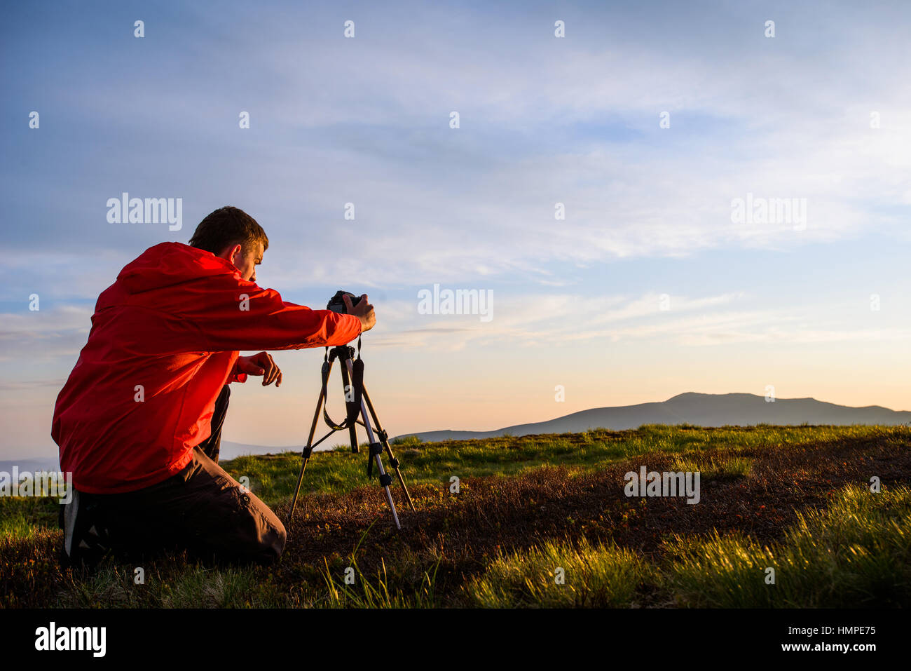 landscape photographer in work Stock Photo - Alamy