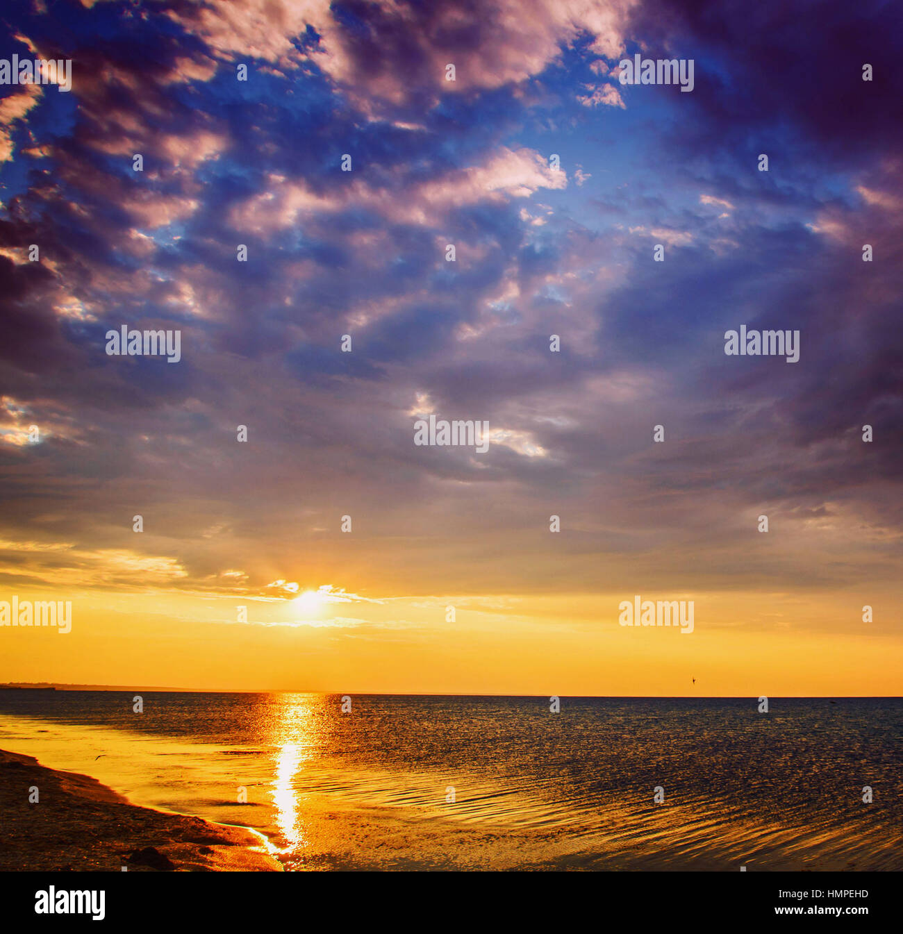 magical sunset over black sea Stock Photo - Alamy