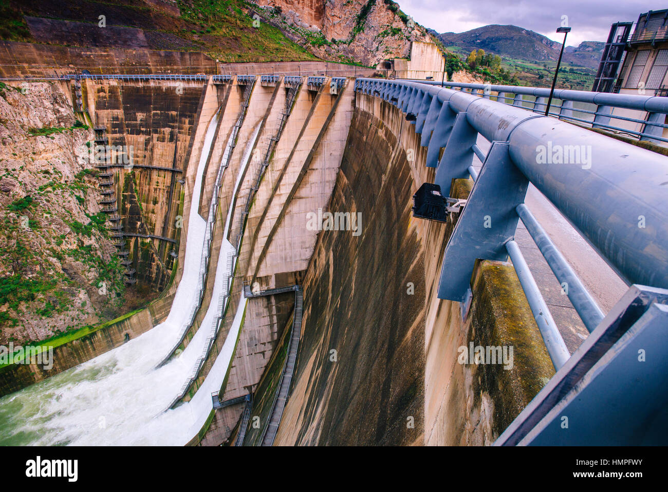Wide view of a large dam in Italy Stock Photo - Alamy