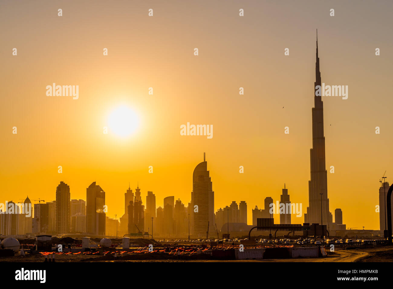 Dubai Skyòline a sun set, UAE Stock Photo - Alamy