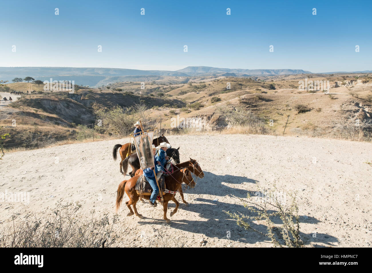 Mexican cowboys ride though the high desert to join the annual ...