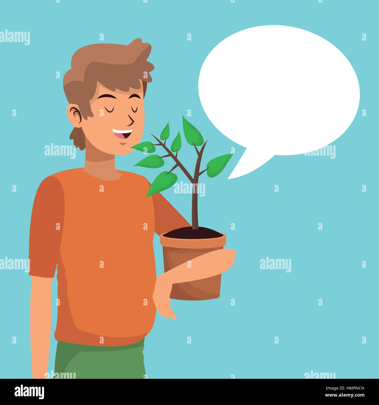 man talking garden pot plant design Stock Vector Image & Art - Alamy