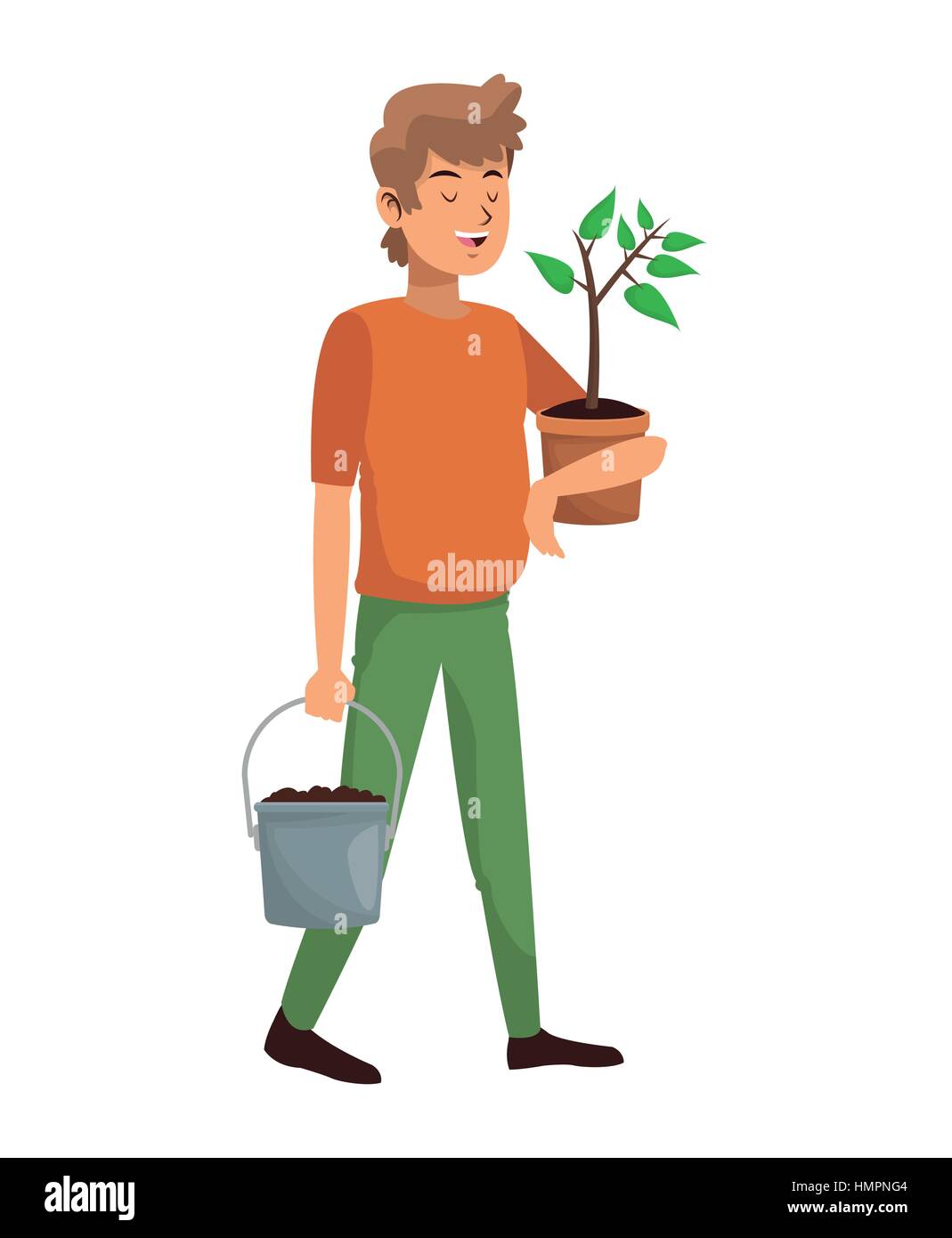 man carrying pot plant and earth pot Stock Vector Image & Art - Alamy