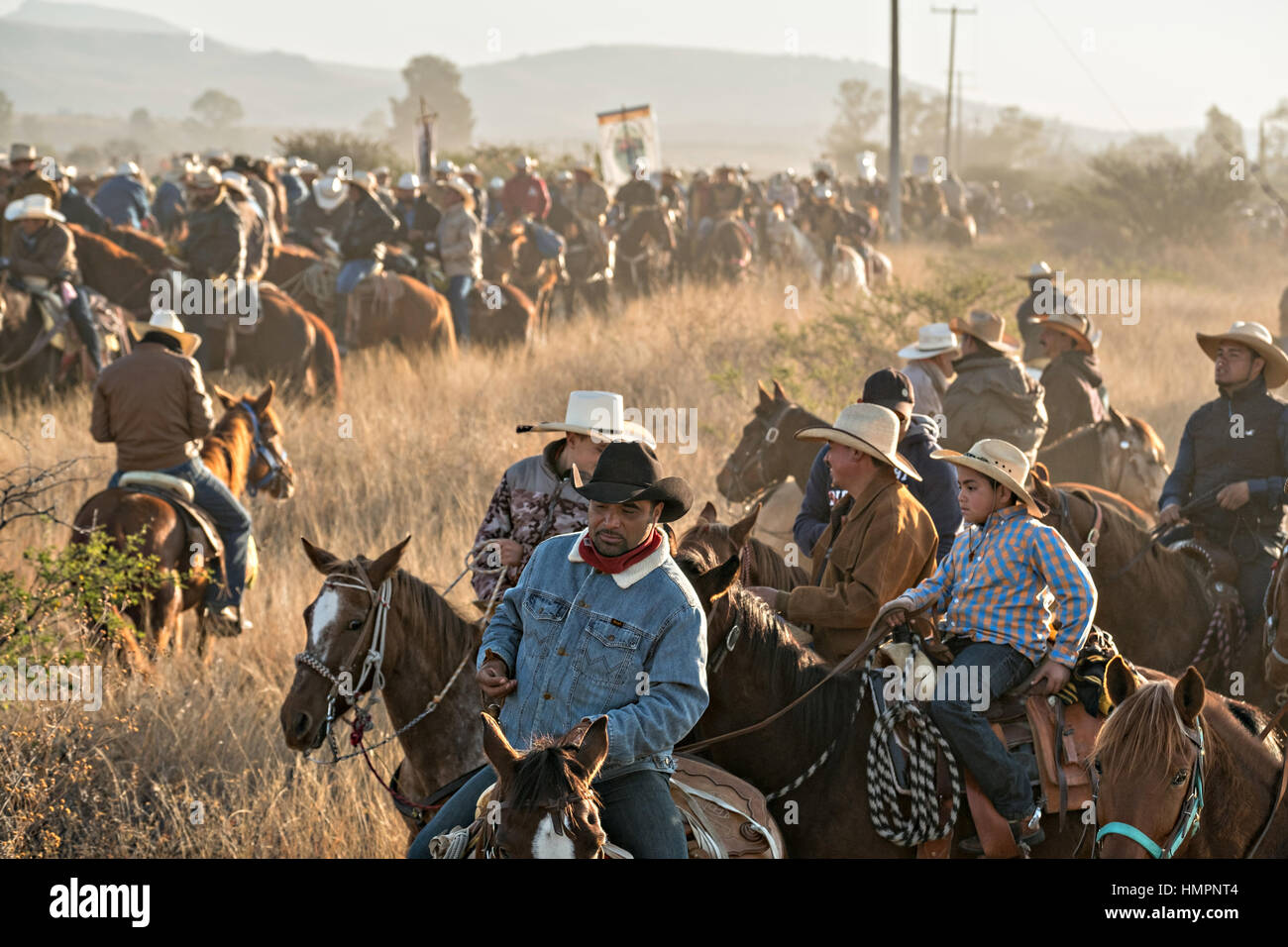 Hundreds of Mexican cowboys begin a day long ride at dawn during the ...