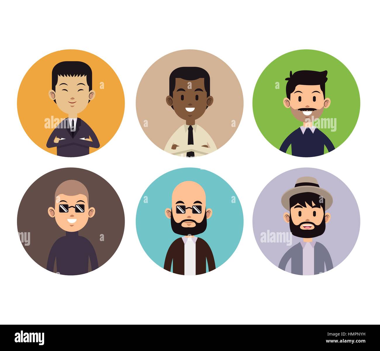 different man face people style circle icons Stock Vector Image & Art ...