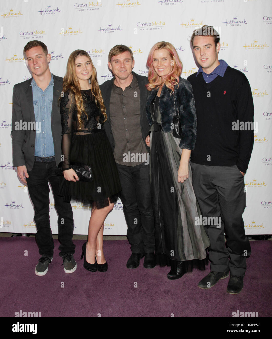 Ricky Schroder, center, and family arrives for the Hallmark Channel and ...