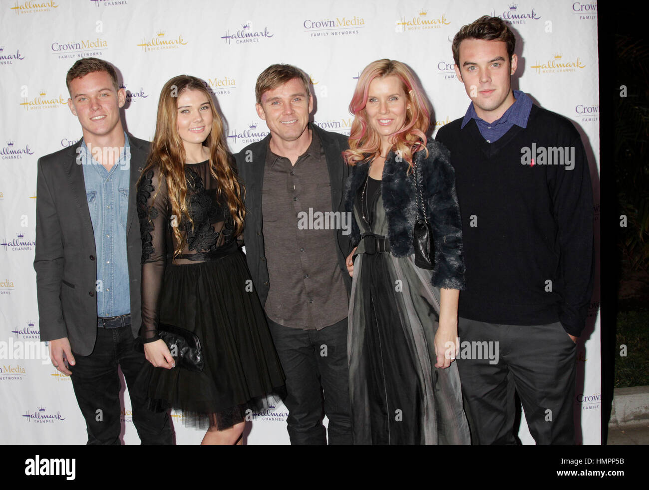 Ricky Schroder, center, and family arrives for the Hallmark Channel and ...