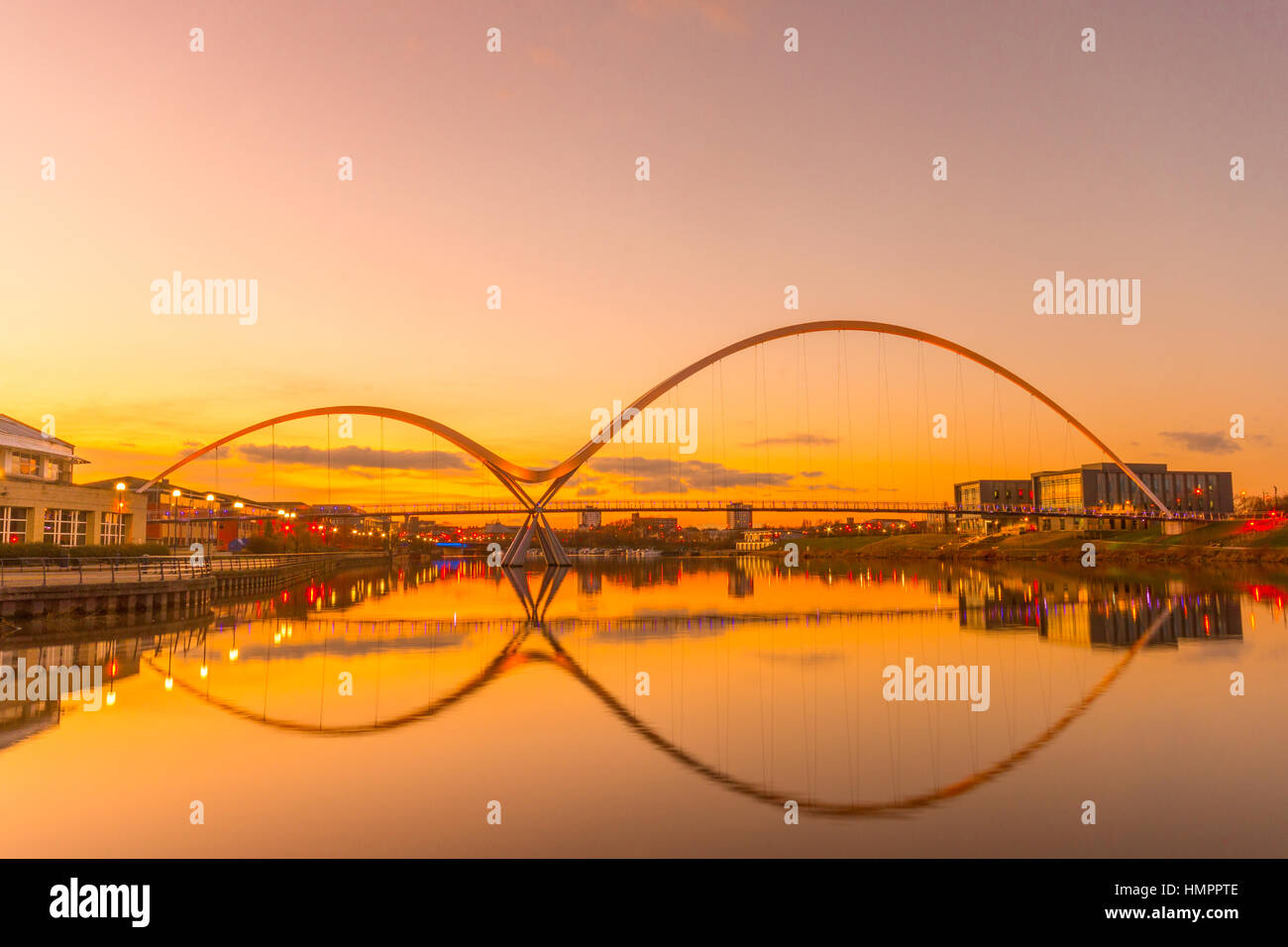 The Infinity Bridge spanning the river Tees at Stockton-on-Tees ...