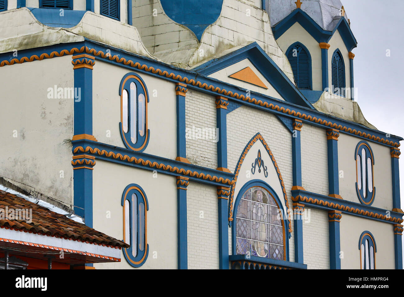 Colourful colonial influenced architecture church facade Stock Photo ...