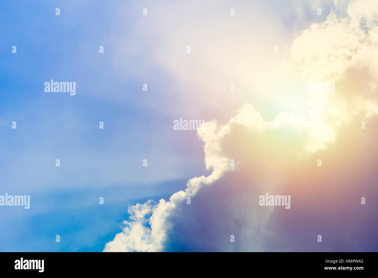 beautiful cloudy blue sky, morning sun rise with sunny bright shining ...