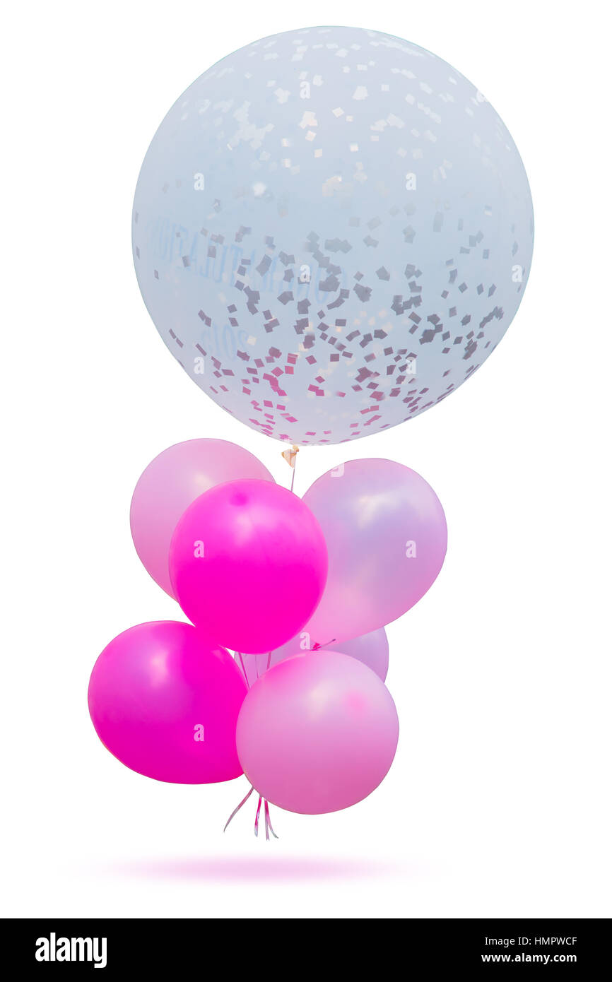 pink balloon for party decoration isolated on white Stock Photo - Alamy