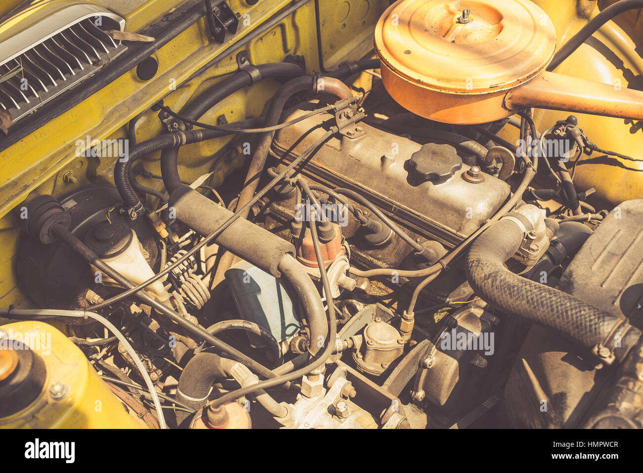 old car engine vintage color tone Stock Photo - Alamy
