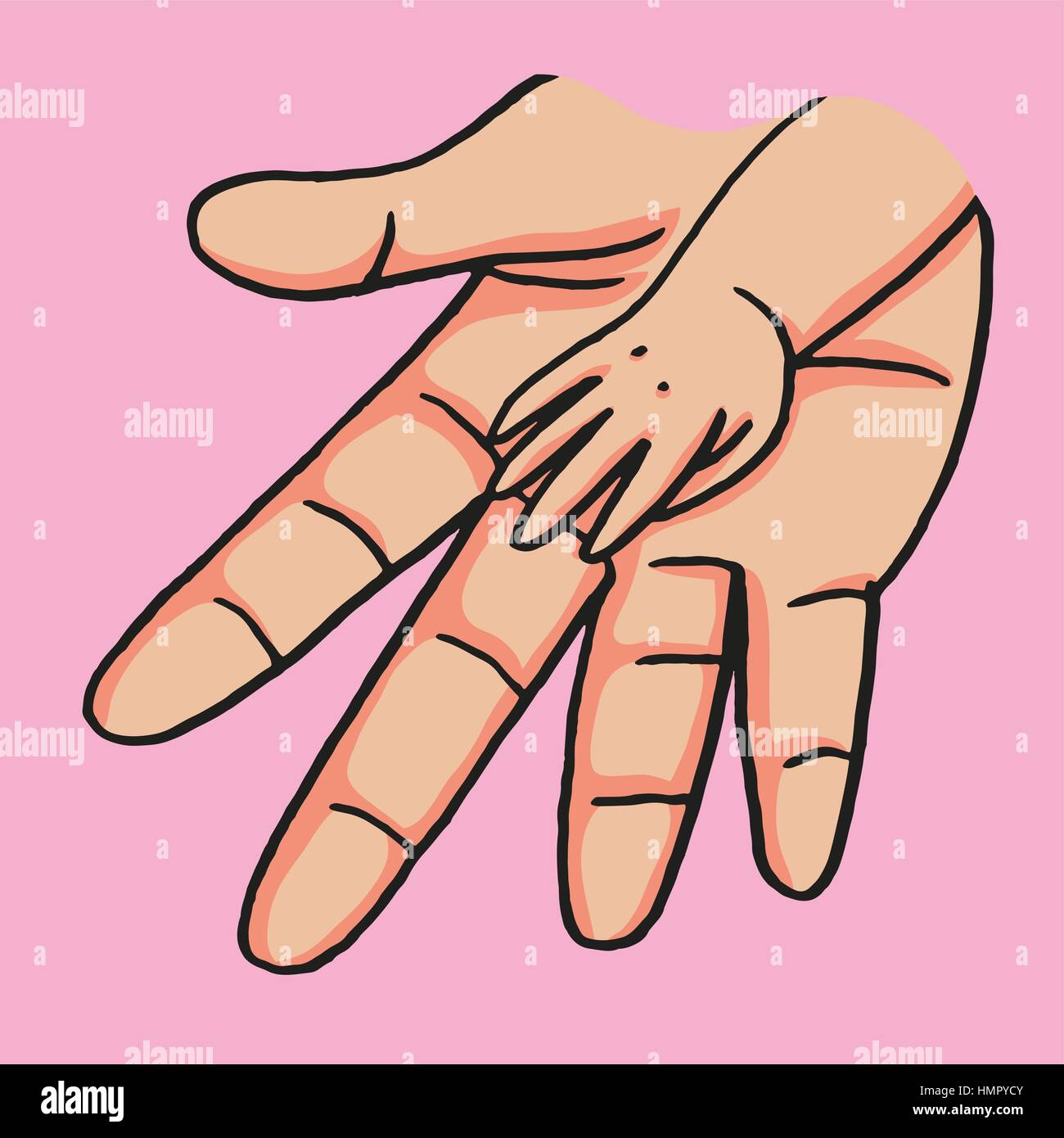 Hands of Parent and Baby Hand Drawn Vector Illustration Isolated Icon ...