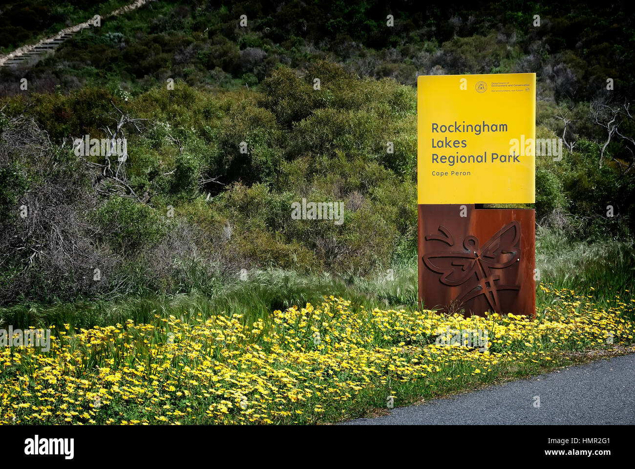 Rockingham Lakes Regional Park Sign Stock Photo - Alamy
